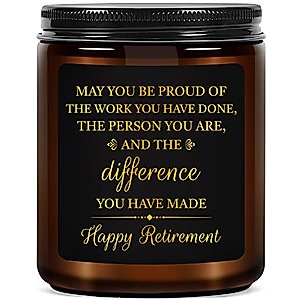 Retirement Gifts for Women-Lavender Scented Candle,Funny Female Retirement Gifts for Teacher Nurse,Gifts for Retirement Party Decorations,Happy Retired Present for Mom Grandma,Dad,Coworker