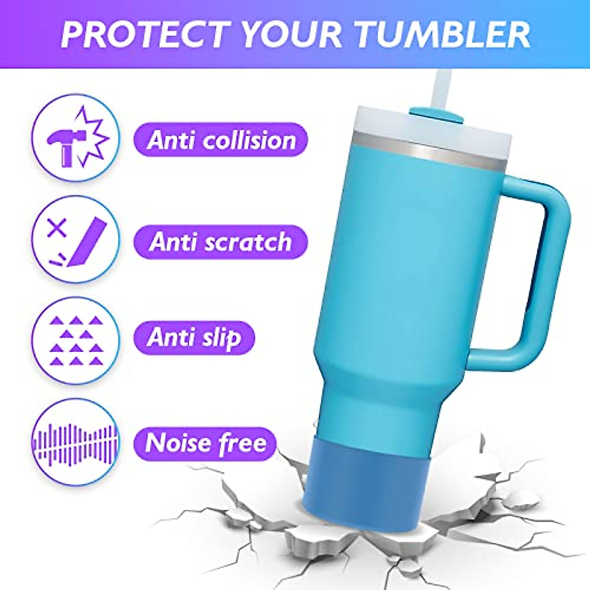 Zukro 2 Pack Silicone Boot for Stanley The Quencher H2.0 & IceFlow Flip Tumblers - Fits 20 oz, 30 oz, and 40 oz Quencher - Anti-Slip Bottle Bottom Bumper Sleeve Cover - Accessories for Stanley cup