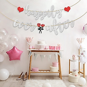 Happily Ever After Banner Silver Glitter, Bridal Shower Banner, Wedding Engagement Decorations, Bachelorette Party Decoration