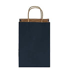 Blue Gift Bags with Handles - 6x3x9 Inch 50 Pack Medium Navy Blue Gift Bags with Handles, Colored Kraft Paper Shopping Totes for Gift Wrapping, Wedding & Event Guests, Small Business, Retail, in Bulk