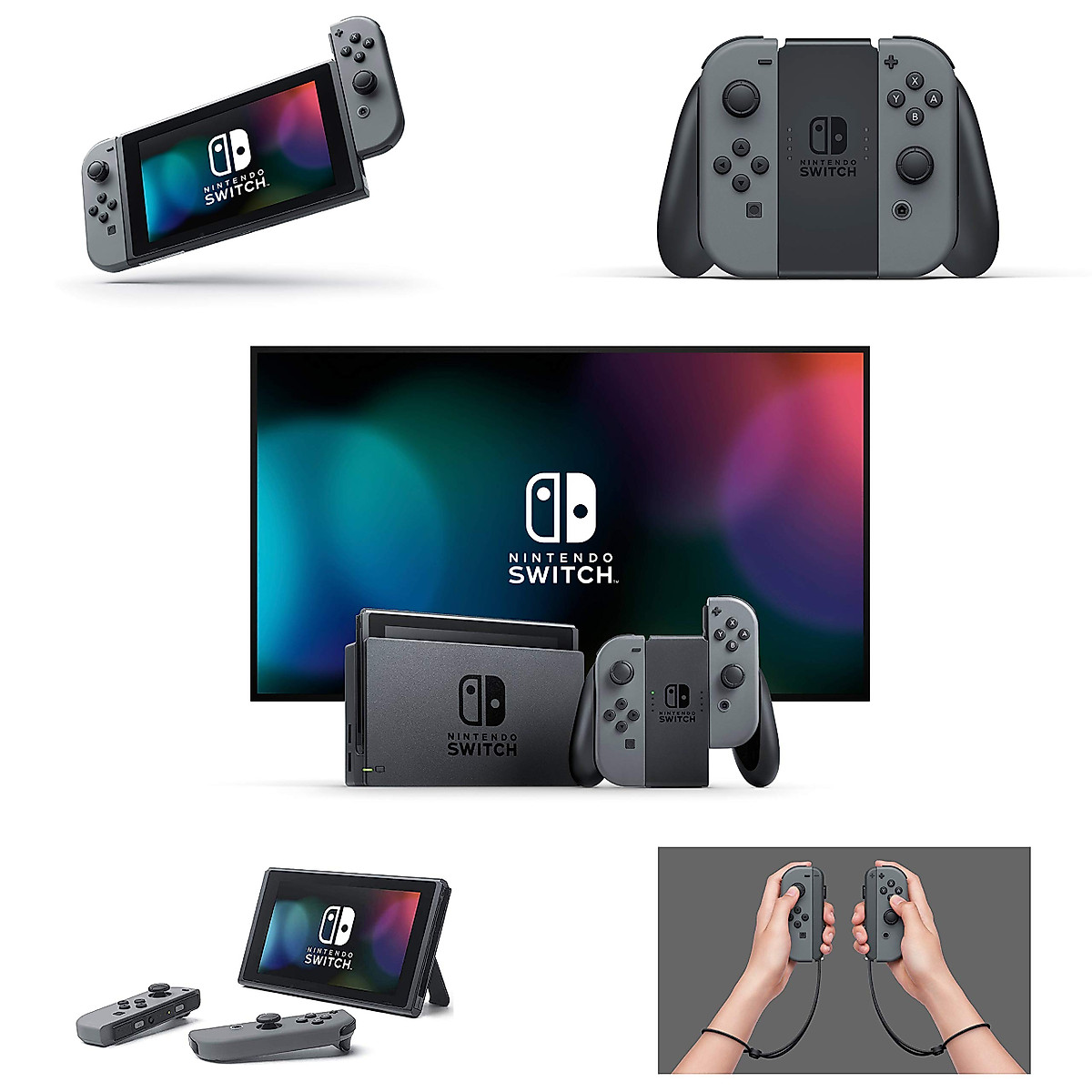 GALLIUMPI Newest Nintendo Switch Console with Gray Joy-Con + Game & Watch: Super Mario Bros - Family Holiday Bundle Deluxe 11-in-1 Accessories Kit for Switch