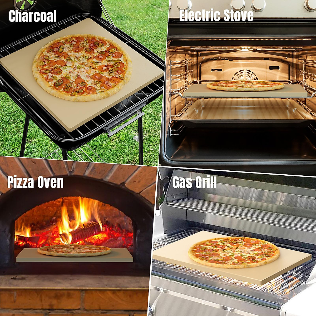 Caprihom Large Pizza Stone 20" x 13.5" Pizza Stone for Grill Rectangular Baking Pizza Stone for Oven Heavy Duty Cordierite Stone, Ideal for Baking Different Sizes of Pizzas