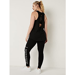 Victoria's Secret Pink Knit Racerback Perfect Tank Top, Pure Black, X-Large