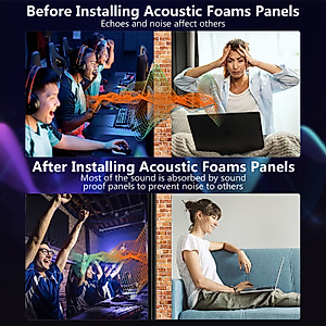 YDHTDLHC 16 Pack sound proof foam panels for walls Panels Studio Acoustic Foam 12"X12" X1" Sound-proof cotton, suitable for church, anchor room, singing room, home theater (Black Bass Traps)