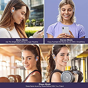 comiso Wireless Earbuds Bluetooth Headphones, True Wireless in Ear Bluetooth 5.1 Earbuds with Microphone, Deep Bass, IPX7 Waterproof Loud Voice Earphones for Sport Outdoor Running Gym Workout(Purple)