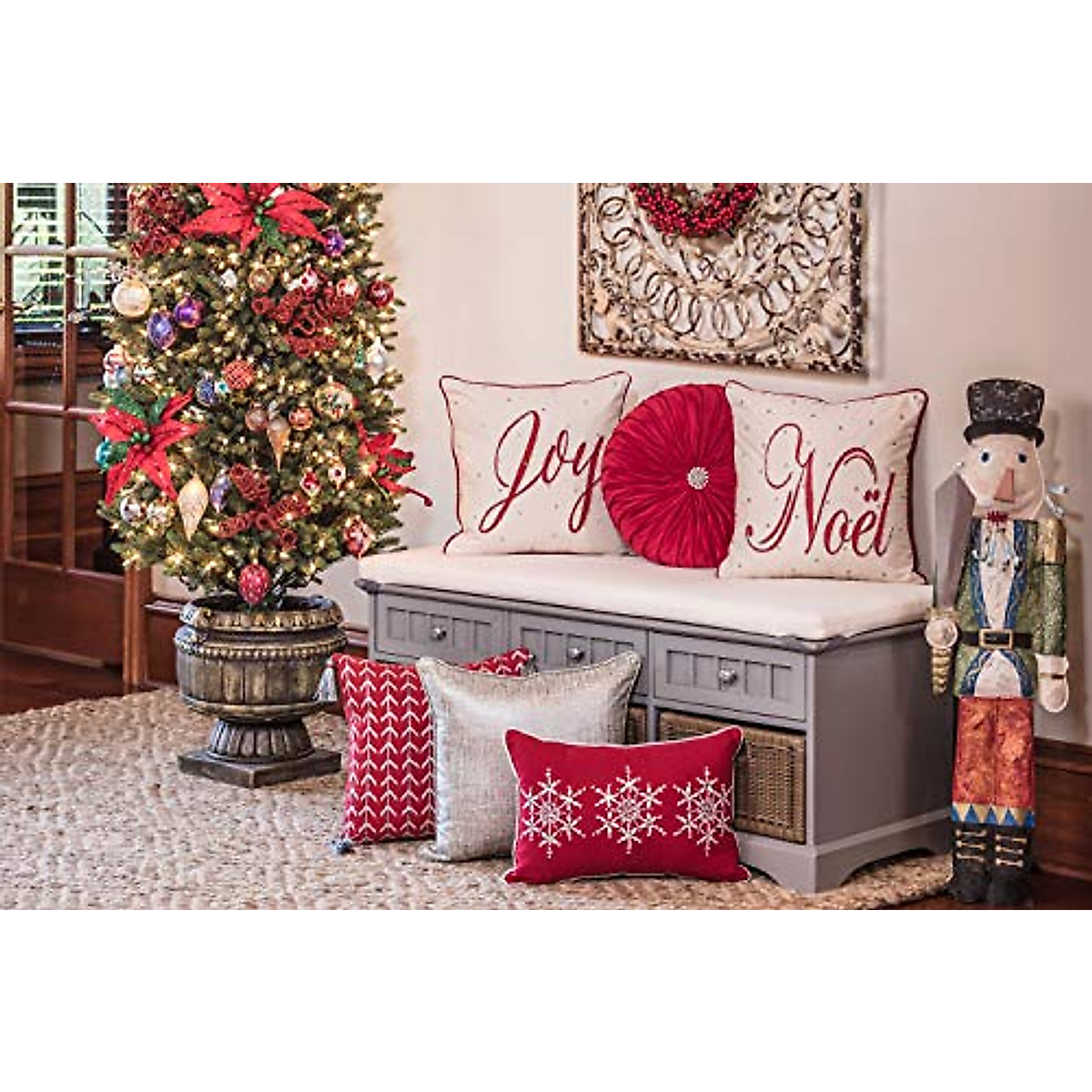 Pillow Perfect Modern Geometric Decorative Throw Pillow, 16", RED