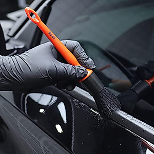 SPTA Car Detailing Brush Kit - 6 Pack, Auto Boar Hair Detail Brush Set Automotive Interior Exterior No Scratch Microfiber Detailing Brushes for Cleaning Air Vents, Engine Bays, Dashboard & Wheels