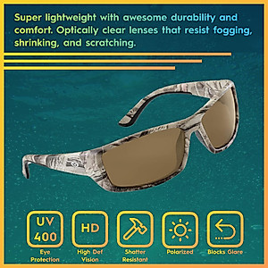Flying Fisherman Polarized Sunglasses with 100% UVA & UVB Protection for Fishing, Biking, Golf, Hiking, Beach, Driving – BUCHANAN, Camouflage Frames with Amber Tinted Lenses (7719CA)