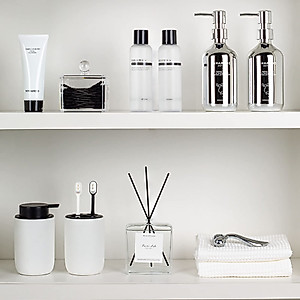 Foaming Soap Dispenser Thick Ceramic Foam Hand Soap Dispenser for Bathroom or Kitchen Sink, Liquid Pump Bottles for Hand soap, Body Wash, 2 Pack White