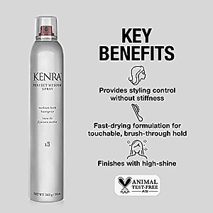 Kenra Perfect Medium Spray 13 80% | Provides Styling Control Without Stiffness | Medium Hold | Fast-Drying Formulation | High Shine Finish | All Hair Types | 10 oz