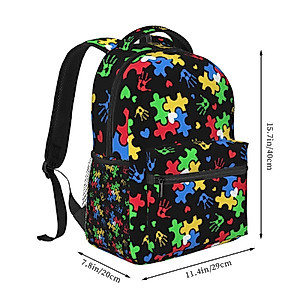 Qurdtt Autism Awareness Backpack School Bag Student Bookbag Travel Hiking Camping Daypack for Girls Boys Adults