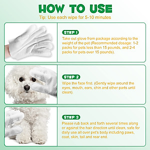 AIOBEECY Cleaning Pet Gloves Wipes for Dogs and Cats, Coconut Oil Cleaning Pet Gloves Can Nourish Fur for Puppies/Cats, Cleaning & Deodorizing Pet Gloves Wipes, Degradable Pet Wipes(Glove, 6Pcs)