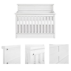 Evolur Andorra 5-in-1 Convertible Crib in Weathered White, Greenguard Gold and JPMA Certified, Made of Hardwood, Easy to Assemble, Wooden Nursery Furniture
