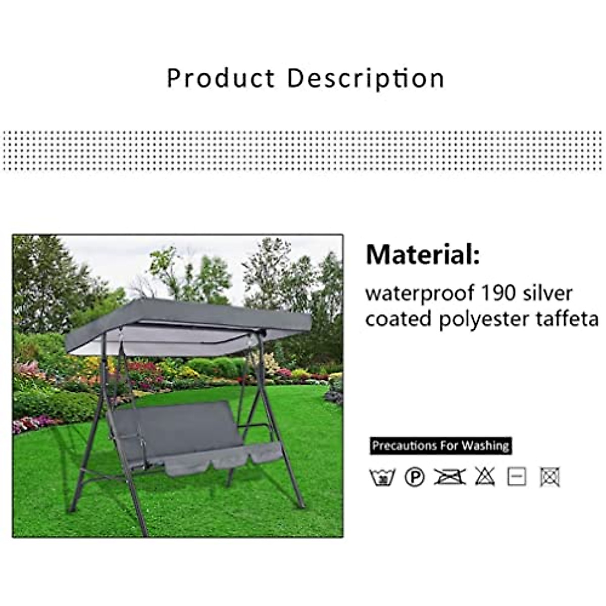 BTURYT Replacement Canopy for Swing Seat 2/3 Seater Garden Hammock Cover,Patio Swing Top Cover for Patio Yard(top Cover only)
