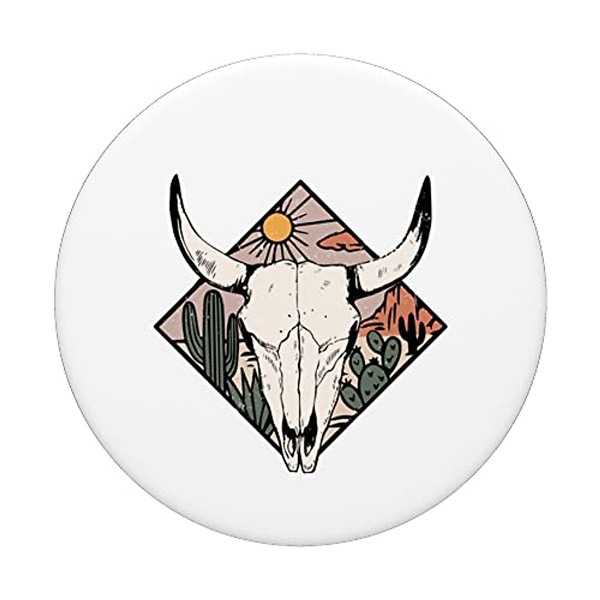 Vintage Country Western Desert Bull - Cool Country Bull Head PopSockets Swappable PopGrip