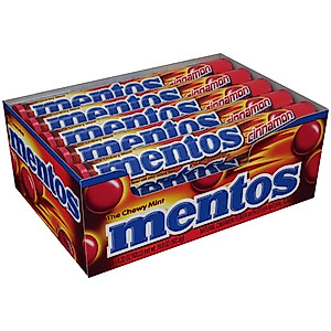 Mentos Candy, Mint Chewy Roll, Cinnamon, Non Melting, Party, 1.32 oz(Pack of 15)