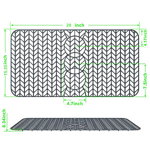 GUUKIN Sink Protectors for Kitchen Sink - 29"x 15.35" Silicone Kitchen Sink Mat Grid for Bottom of Farmhouse Stainless Steel Porcelain Sink with 3 Reserved Holes（Grey）