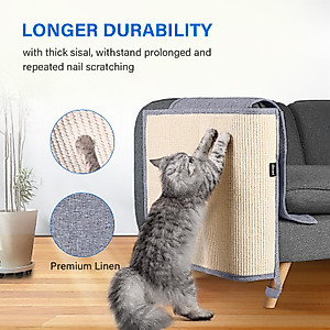 NATUYA Furniture Protectors from Cats - Couch Protector from Cat Claws with Sisal Scratching Pad Anti Cat Scratch Furniture Couch Sofa Corner (Light Gray, Left)
