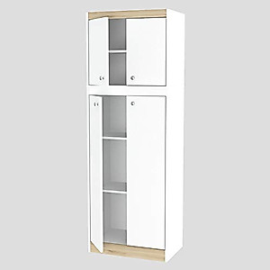 Inval Galley 3-Piece Kitchen Storage System, White and Vienes Oak