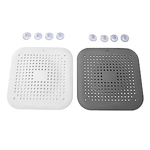Bathtub Drain Cover,4 Sets Flat Silicone Sink Strainer with Suction Cups Prevents Clogging Flexible Shower Drain Cover for Kitchen Bathroom