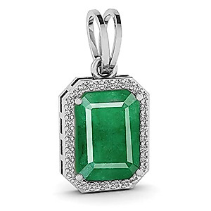 LMDPRAJAPATIS Original 10X15MM Zambian Emerald Panna Jwelery Pendant for 925 Sterling Silver with Stemp Gifted Pendant