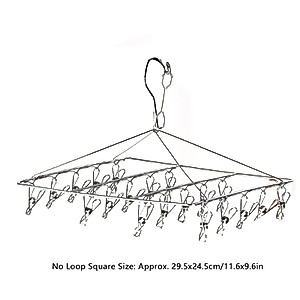 PerGar Clothes Drying Hanger, Multi Durable Sock Dryer Rack Windproof, Stainless Steel Clip Laundry Drip Hanging Rack for Underwear Socks Hat Bras(No Loop Square)