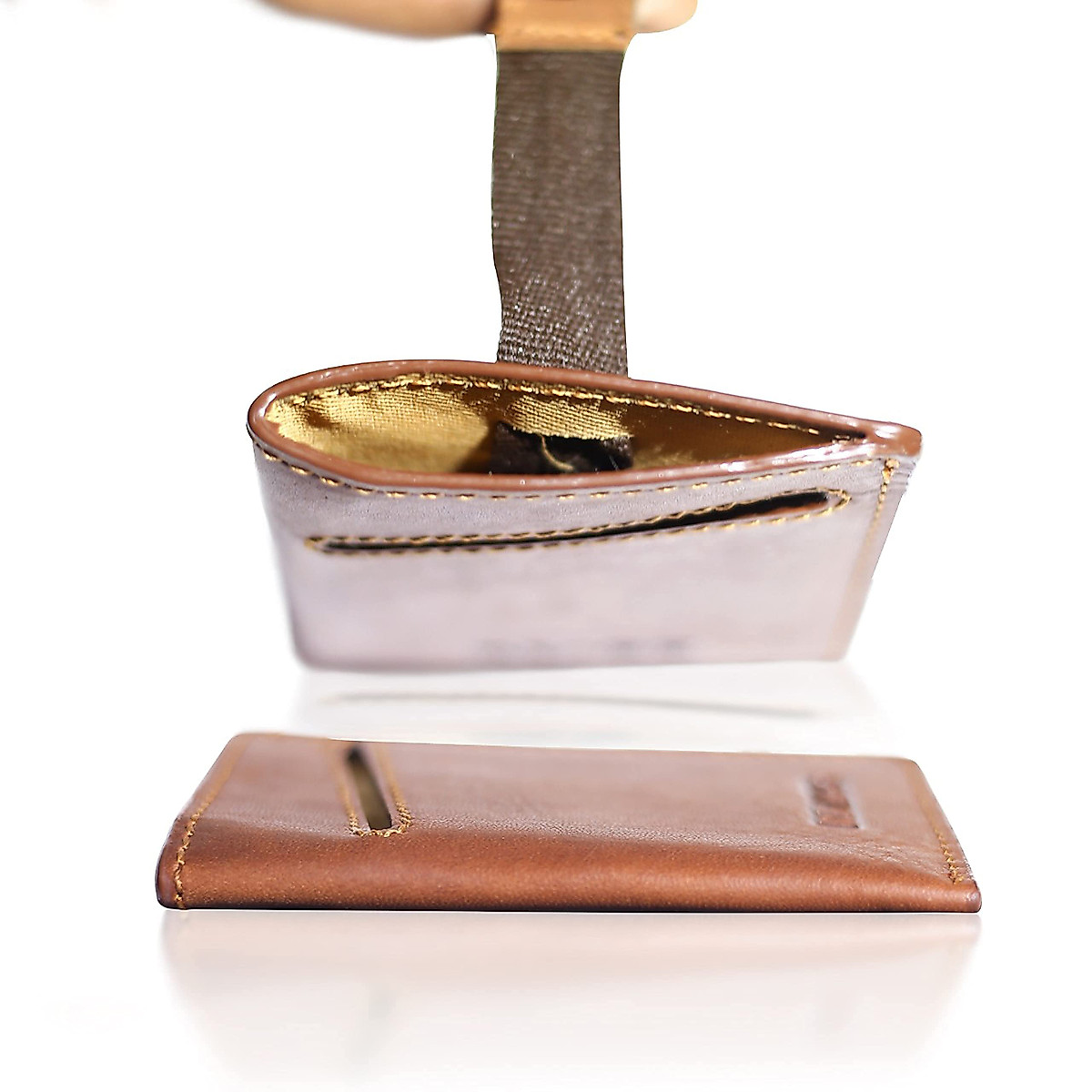 REAGO Handcrafted Front Pocket RFID Crazy Horse Leather Wallet for Men Women, Credit Card Holder, Strong Stitching, Slip Pocket, Slim Minimalist Wallet