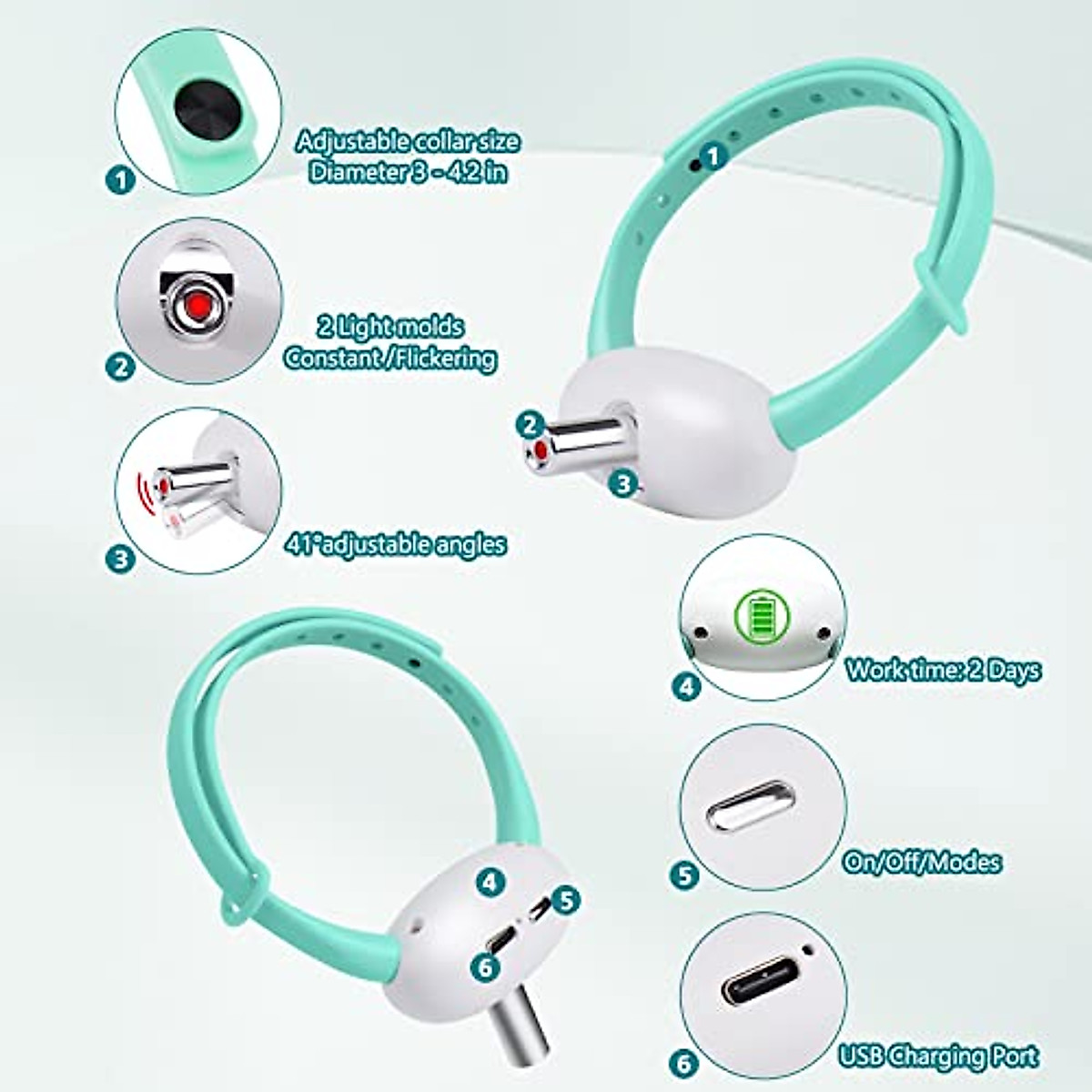 AIERSA Automatic Cat Toys with LED Light,Upgraded Lengthened Light Head, Interactive Toys for Indoor Cats,Wearable Electronic Collar for Kitten,Rechargeable Amusing Gifts for Cat Lovers