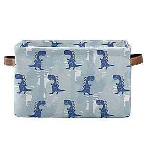 Emelivor Blue Dinosaur Storage Basket Bins Foldable Decorative Storage Box Laundry Hamper Baskte Storage for Home Boys Girls Office Closet Shelf Nursery Baskets,1 pcs