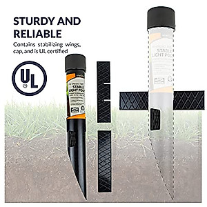 Newhouse Lighting MPOST17 2.5-Inch Outdoor Mounting Post with Cap and Stabilizing Wings for Landscape Flood Lights, Black, 17.63