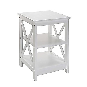 Convenience Concepts Oxford End Table 15.75" - Modern Living Room Table with Storage Shelves, Transitional Nightstand Side Table for Home Decor and Display, White