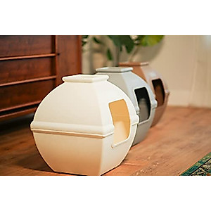Good Pet Stuff, The Courtyard Hidden Litter Box, Artificial Plants & Enclosed Square Cat Planter Litter Box, Vented & Odor Filter, Easy to Clean, White Birch