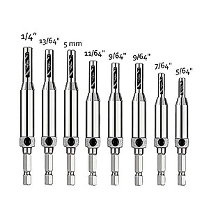 GORCHEN Center Drill Bit Self Auto Centering Hinge Drill Bit Set for Woodworking Door Window Cabinet Total 10 PCS