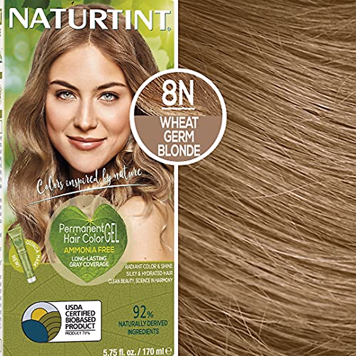 Naturtint Permanent Hair Color 8N Wheat Germ Blonde (Pack of 6), Ammonia Free, Vegan, Cruelty Free, up to 100% Gray Coverage, Long Lasting Results