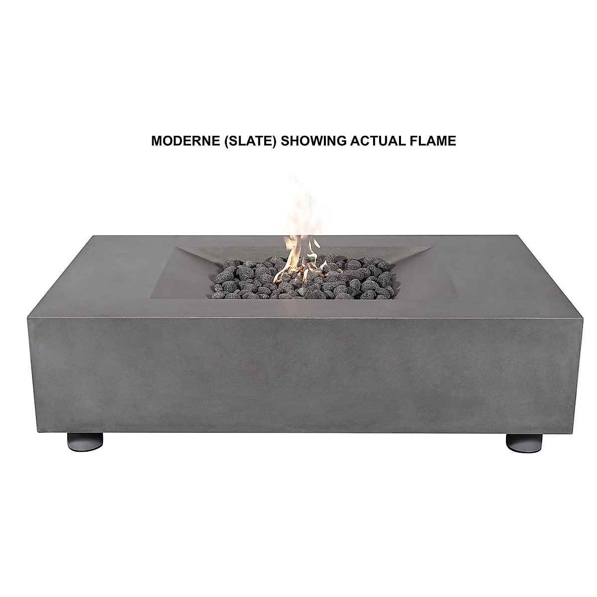 Pyromania Moderne Outdoor Concrete Fire Table, 58 x 32 Inches - Natural Gas Model in Slate Gray Color