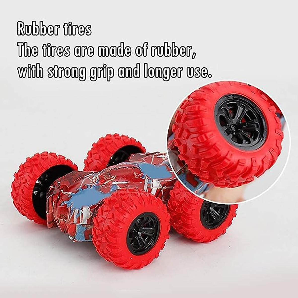 DqsWko Double-Sided Pull Back carsr. Friction Cars for Kids ，Vibration inertial car. Toy Pull Back car. Big tire Four-Wheel Drive Toy car for Boys and Girls（4pcs）