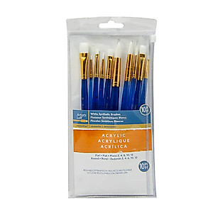 Necessities White Synthetic Acrylic Round & Flat 10 Piece Brush Combo by Artist's Loft