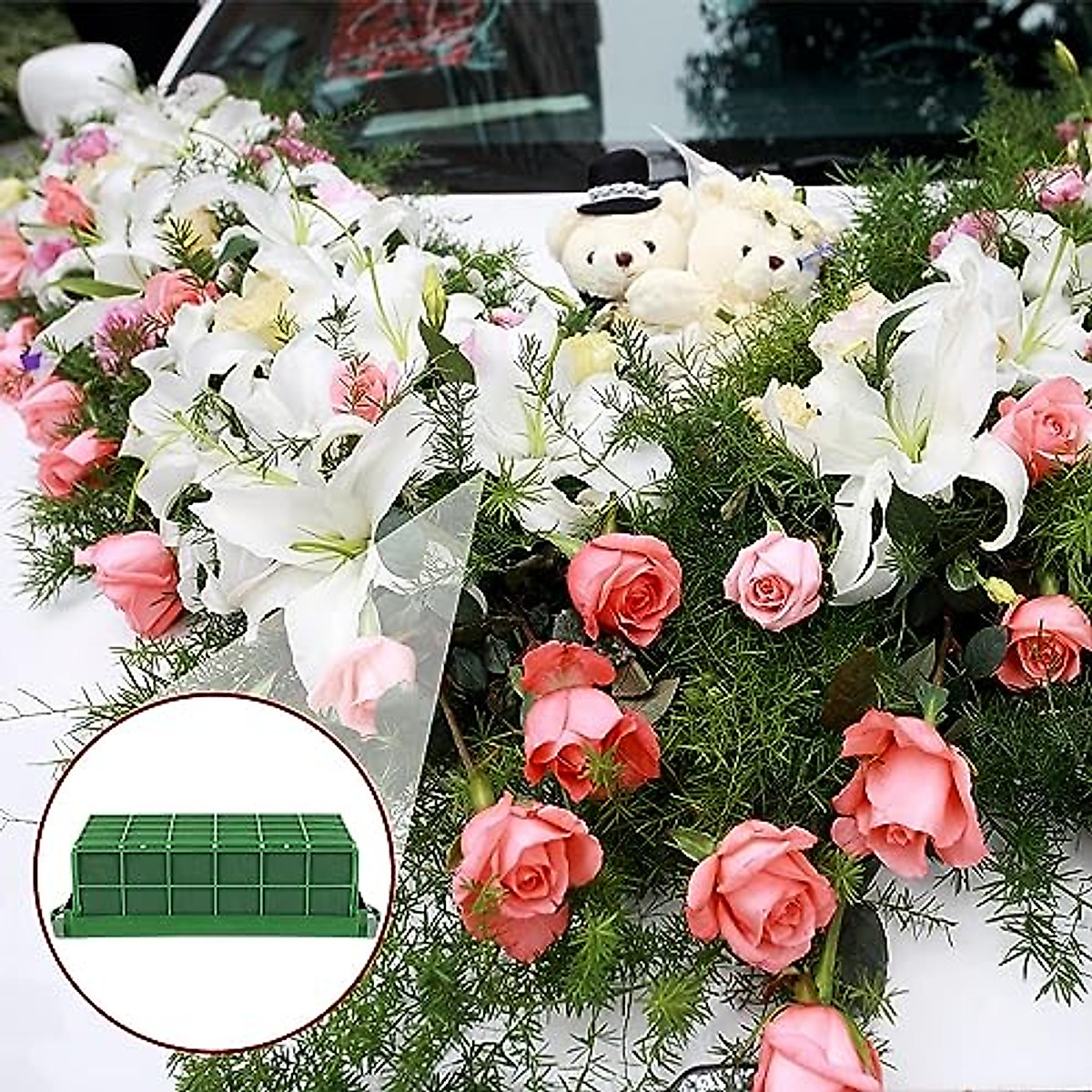 Takytao Floral Foam Cage, Dry Flower Cage Holders, Green Foam Cage Blocks for Fresh Flower Arrangements Decoration, Wedding, Interior and Garden