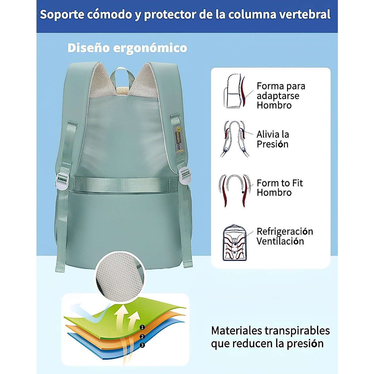 ooibnn Kawaii Backpack With Cute Accessories Spine Protection Anti-thief Cute Aesthetic Book Bag (Brown)