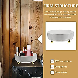 Swivel Storage Tray Small Makeup Jewelery Organzer Makeup Container Bread Cake Holder Counter Storage Organizer Trinket Storage Tray Round Gift Tray Pp Perfume White Desk To Rotate