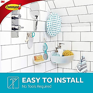 Command Corner Caddy with Water-Resistant Strips, 1 Caddy with 4 Mounting Bases and 4 Command Strips, Bathroom Organizer for Bathroom Decor