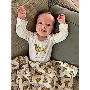 Mud Pie Dog Print Baby Crawler Bib Gift, Golden Retriever, 0-6 Month