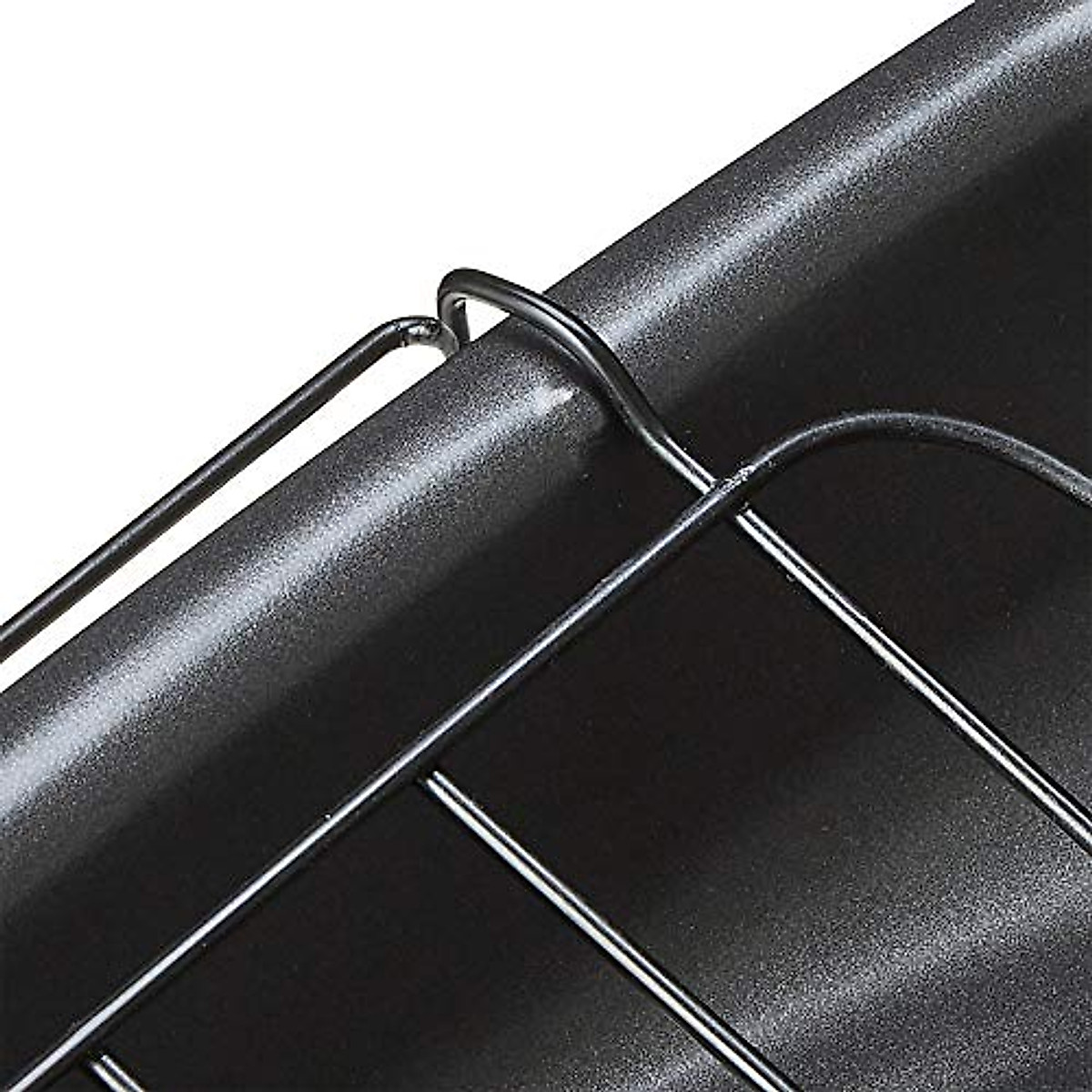 Goodcook Quick Roaster Pan and locking rack, with juice gathering pools for easier, safer, faster basting, 17x12x3 inches, Grey