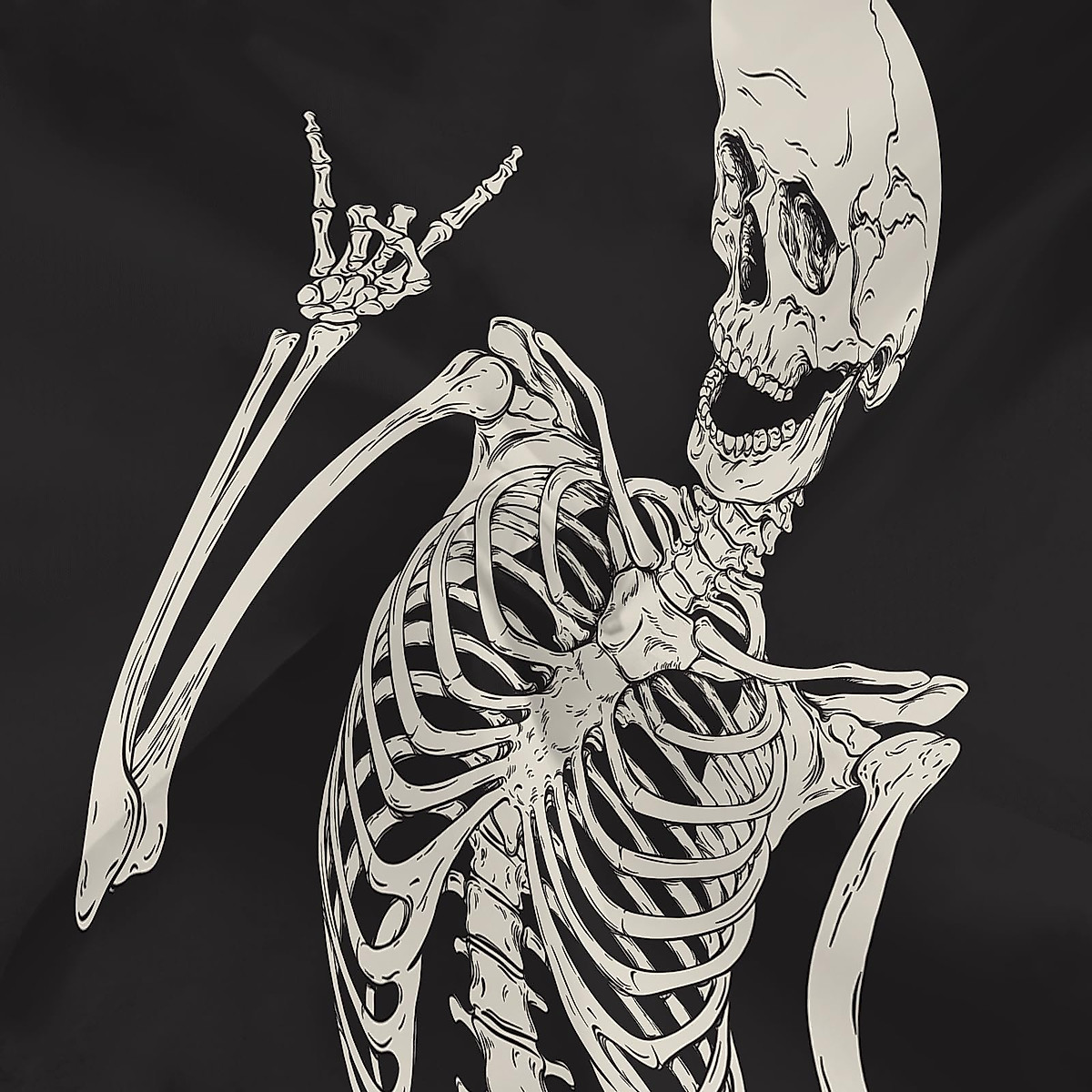 JOOCAR Rock and Roll Skull Skeleton Bone Love Music Vintage Shower Curtain Waterproof Sugar Candy Skull Day of Dead On Black Backdrop Bath Room Shower Curtain with 12 Hooks