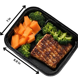 BUHAYA Plastic Meal Prep Container with Lid, 48oz, 25 Sets/Pack - One Compartment - Disposable - Square Stackable - Freezer Safe Plastic Bento Boxes To Go, Square Plastic Containers with Lids