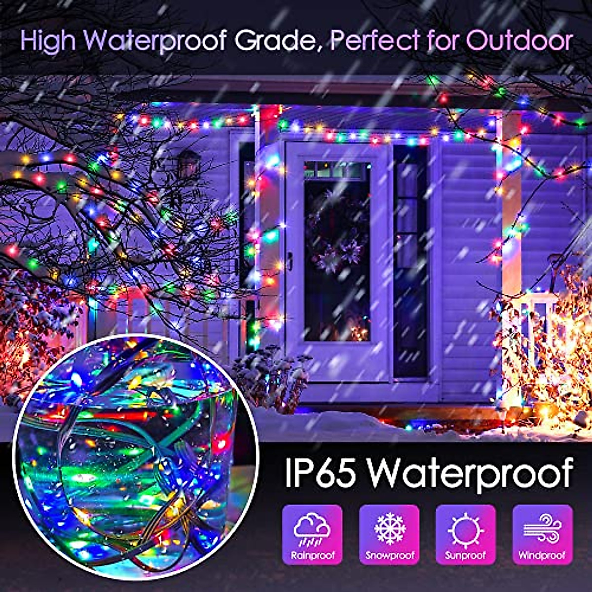 YILINM Christmas Lights Outdoor 1000 LED 405FT Green Wire Waterproof Christmas Tree Lights with Remote & Timer 8 Modes for Xmas Tree House Garden Yard Party Decorations(Multicolor)