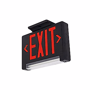 LFI Lights | Compact Combo Red Exit Sign with Emergency Lights | Black Housing | All LED | Adjustable Light Bar | Hardwired with Battery Backup | UL Listed | COMBOLP-R-B-BB