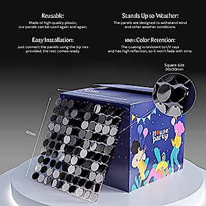 HOUSE OF PARTY Black Shimmer Wall Backdrop - 24 Panels Round Sequin Shimmer Backdrop for Birthday Decorations | Wedding, Graduation & Bachelor Party Supplies