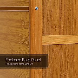 MoNiBloom 4 Tier Open Shelf, Bamboo Multifunctional Bookcase Storage Cabinet Display Shelves Organizer for Living Room Bedroom Kitchen Home Office, Brown