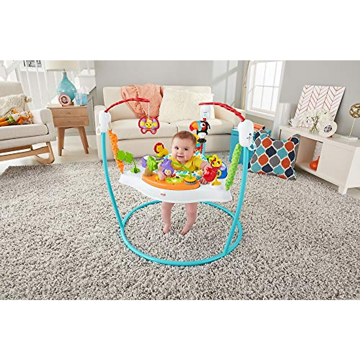 Fisher-Price Baby Bouncer Animal Activity Jumperoo With Music Lights Sounds And Developmental Toys For Infants